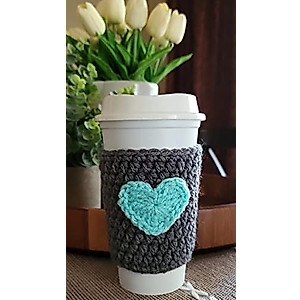 Cup Cozy Sleeve, Reusable Coffee and Tea Cup Cover (Grey and Mint)
