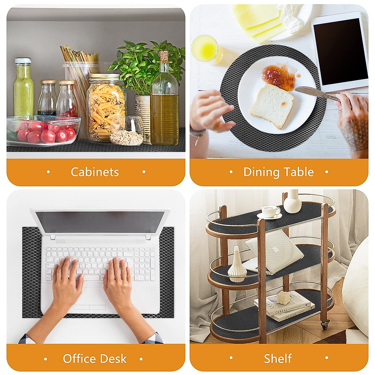 Shelf Liner Kitchen Drawer Mats, Non Adhesive EVA Material Refrigerator Liners with Waterproof Durable Fridge Table Place Mats for Cupboard, Cabinet, Drawer Liner-Black-11.8 inch * 78.7 inch