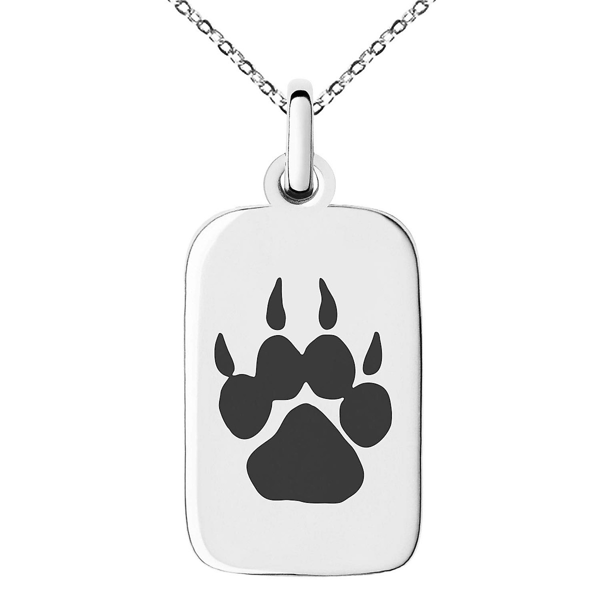 Tioneer Stainless Steel Beastlord Emblem Small Rectangle Dog Tag Charm Pendant Necklace