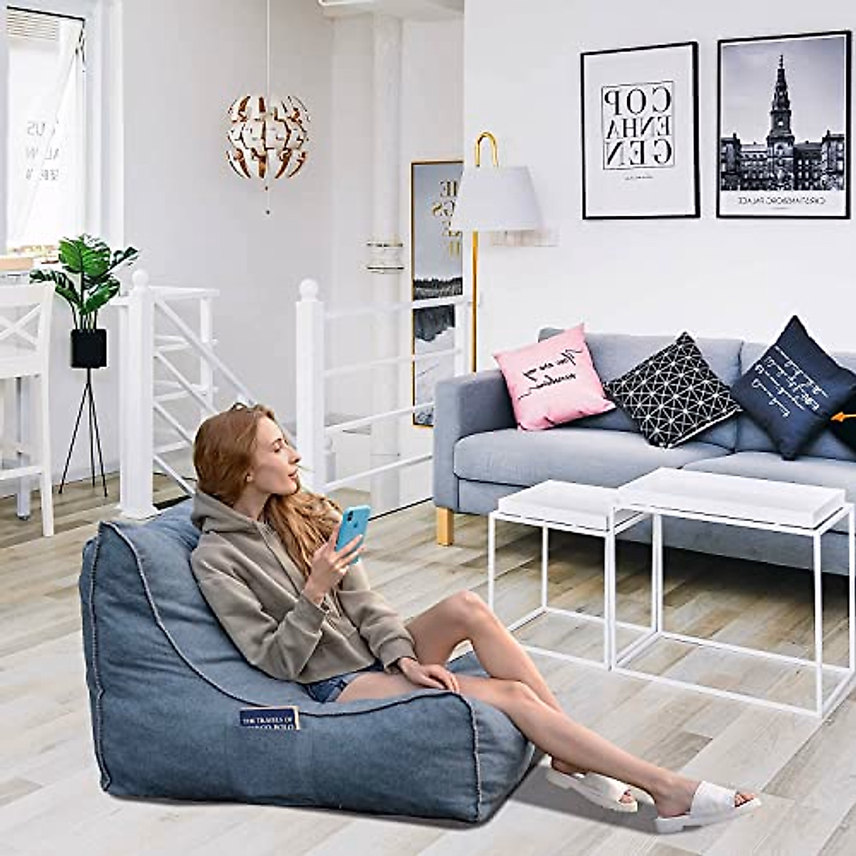 Sundale Floor Lazy Sofa Recliner, Soft and Comfortable Video TV Chair, Thick Padded Lounge for Meditation, Reading, Gaming(Navy)