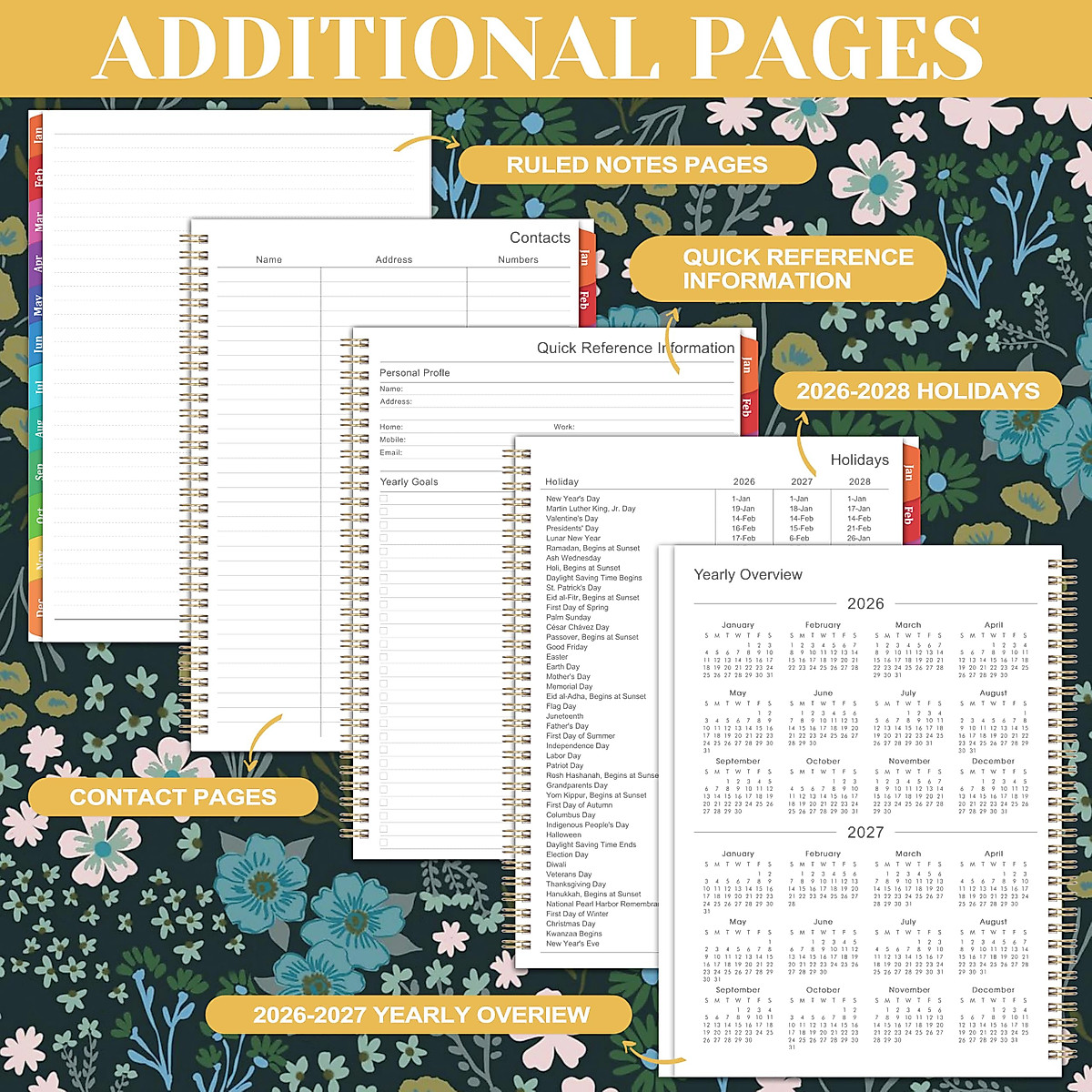 2023 Planner - Planner 2023, 2023 Planner Weekly and Monthly, January 2023 to December 2023, 6.3’’ × 8.4’’, 12 Monthly Tabs, Strong Twin-Wire Binding, Inner Pocket, Elastic Closure