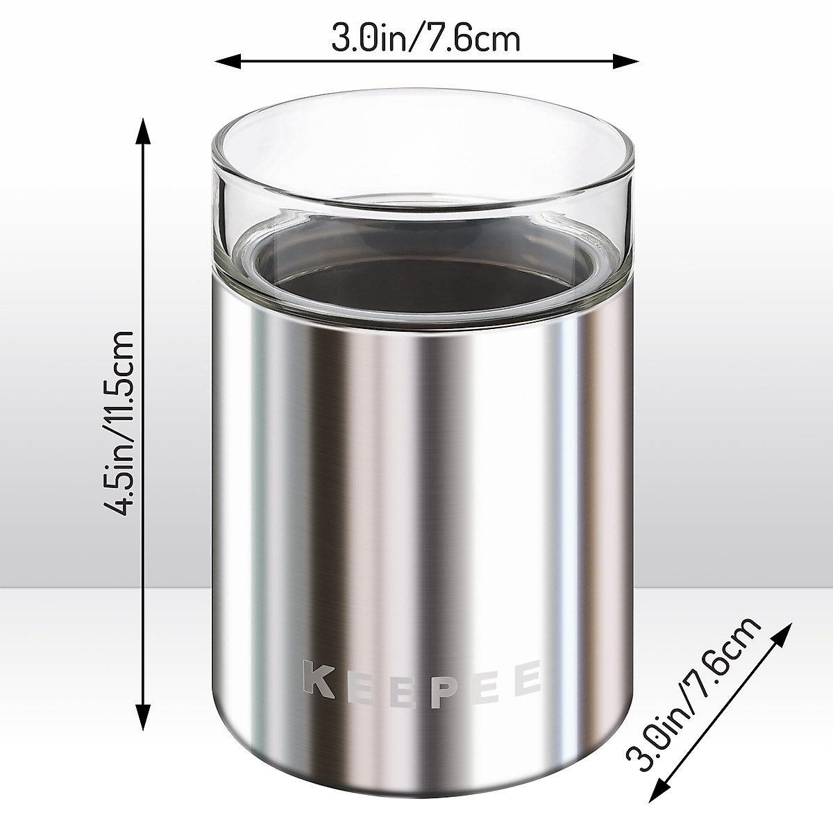 KEEPEE Whiskey Glasses Set of 2 - Vacuum Insulated Tumbler with Removable Glass Insert - Insulated Cocktail Glass - Old Fashioned Lowball Glass for Margaritas, Bourbon, Wine, 10oz (Stainless Steel)