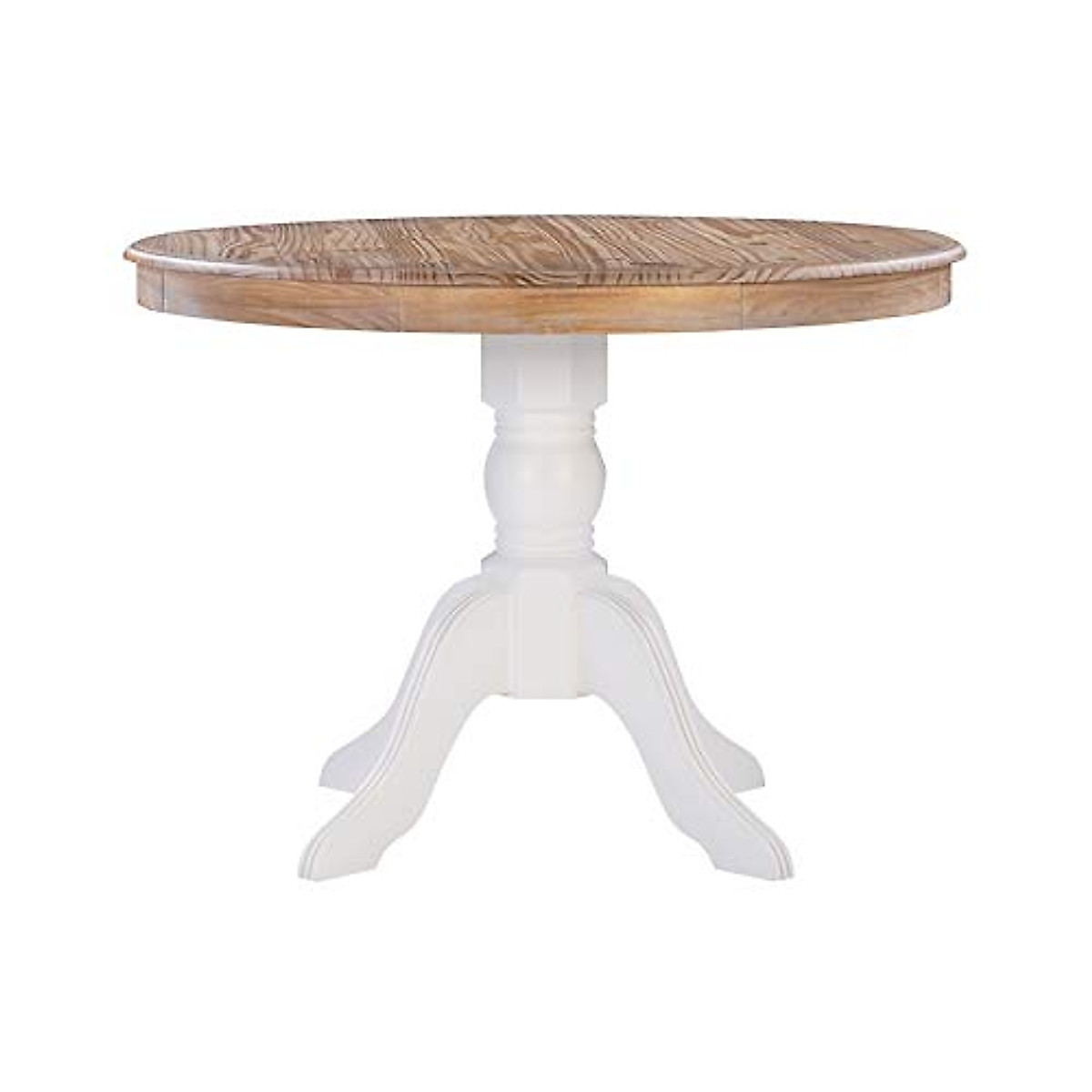 Riverbay Furniture Wood Pedestal Dining Table in Natural Brown and White