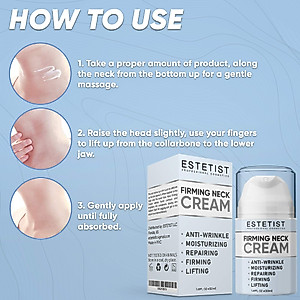 Neck Firming Cream for Tightening & Lifting Sagging Skin - Double Chin Reducer - Anti Wrinkle Anti Aging Treatment for Neck & Décolleté - Crepe Skin Repair for Chest - With Vitamin C & Coconut Oil