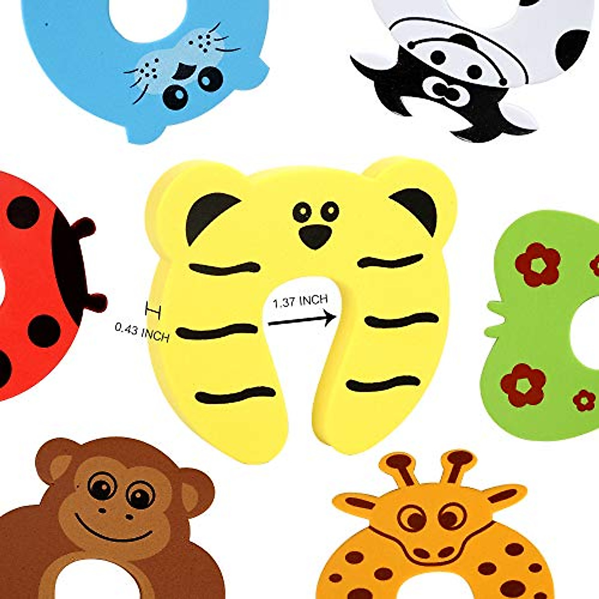 7Pcs Finger Pinch Guard, HNYYZL Cartoon Animal Door Stop Soft Foam Cushion Baby Finger Protector, Prevent Finger Pinch Injuries, Slamming Door, and Child or Pet from Getting Locked in Room