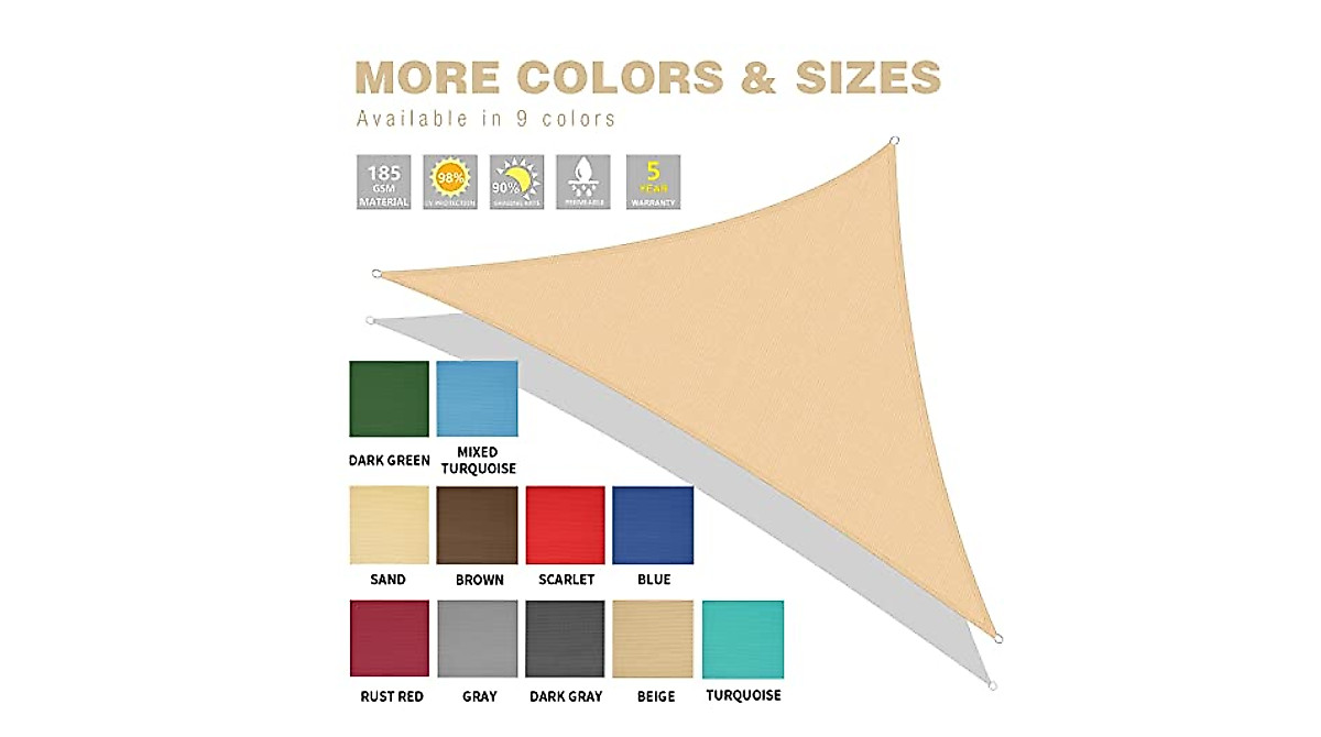 Amagenix Triangle Sun Shade Canopy - UV Block for Outdoor Patio