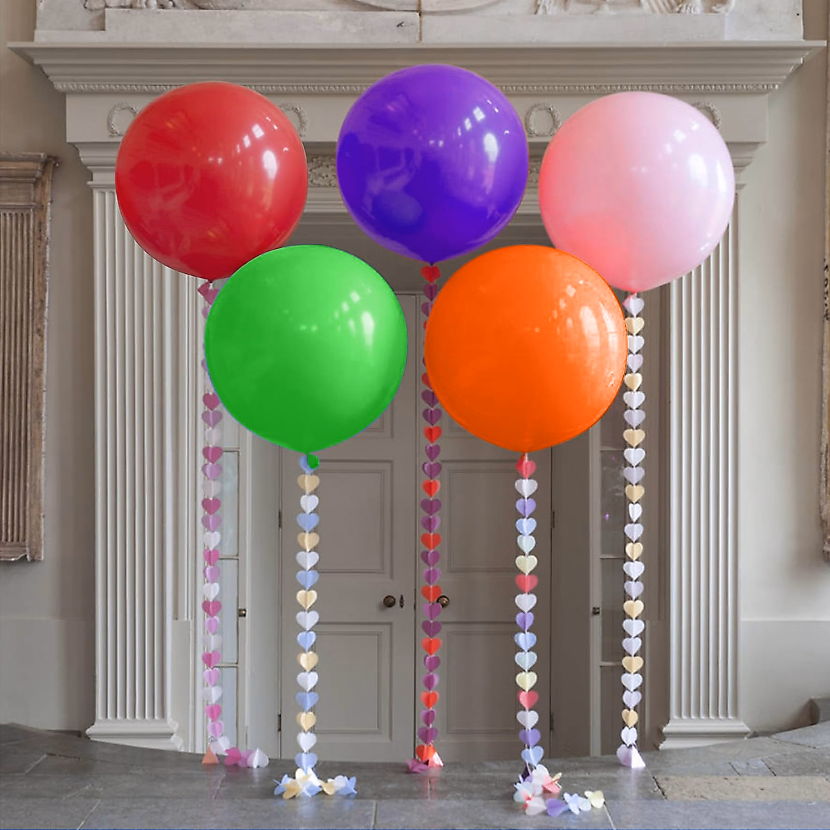 LEEZZIZZ Giant Balloons 36 Inch Large Balloons Latex, Big Balloons, 9 Pcs Jumbo Balloons Bluk for Kid's Party Wedding Birthday Supply Decorations. Multi