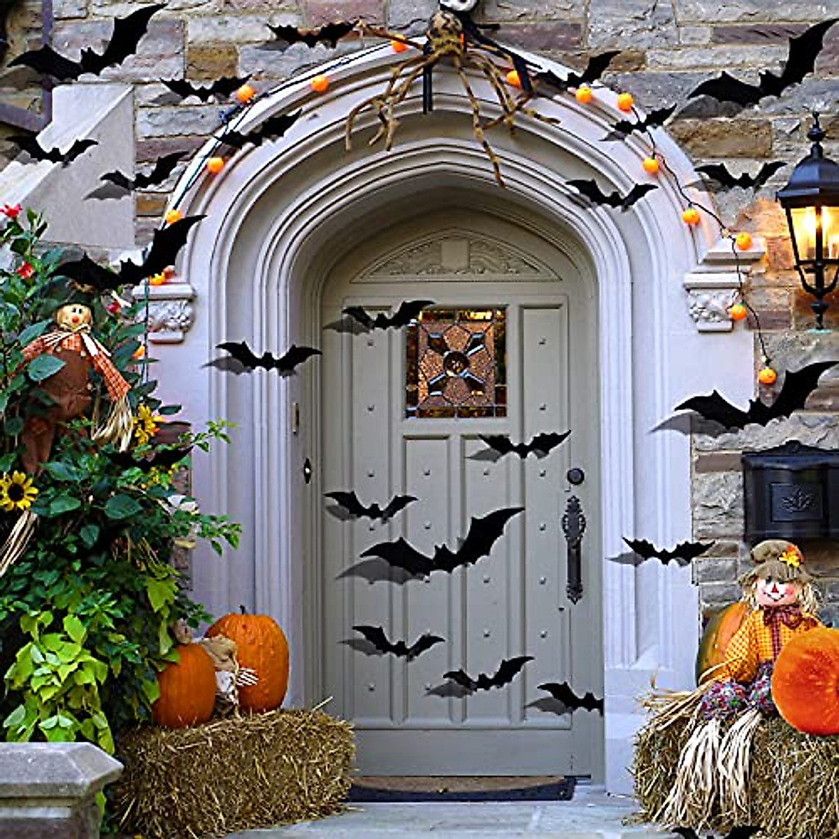 Halloween 3D Bats Decoration Plastic Bat Wall Stickers for Home Window Decor Party Supplies (60PCS)