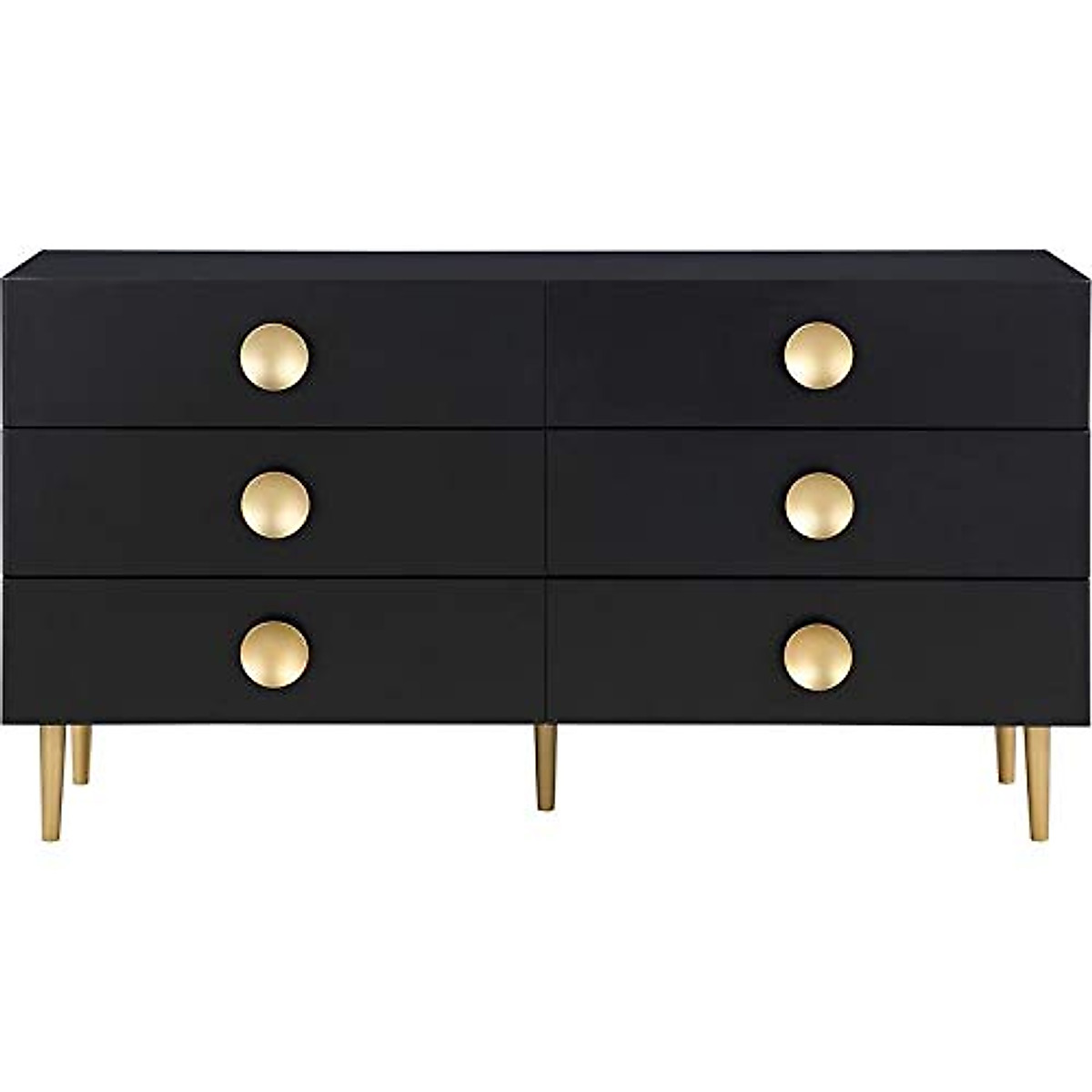 Meridian Furniture 842Black-D Zayne Collection Modern | Contemporary Dresser with Brushed Gold Metal Legs and Handle, 60" W x 18" D x 32" H, Black
