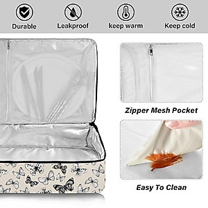 Kcldeci Insulated Thermal Food Carrier Insulated Casserole Carrier for Hot or Cold Food,Butterfly (2) Insulated Tote Bag for Potluck Cookouts Parties Picnic,Lasagna Lugger