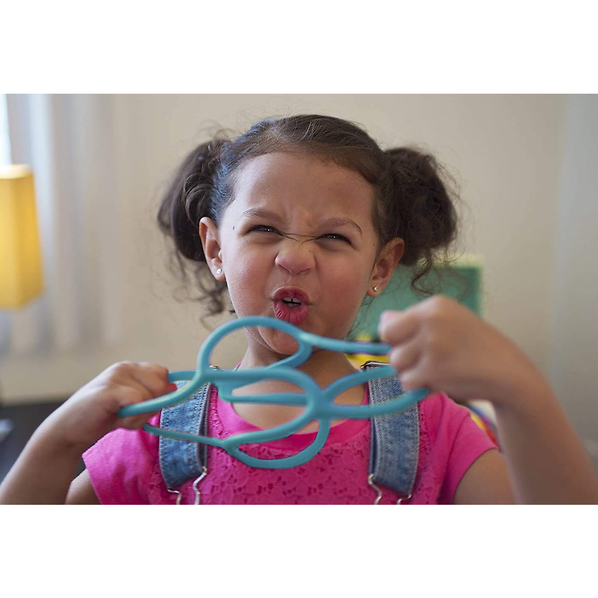 Ogobolli Teething Ring Tactile Sensory Ball Toy for Babies & Kids, 3-Pack - Green, Red, Blue - Stretchy, Soft Non-Toxic Silicone - Ages 3 Months and up