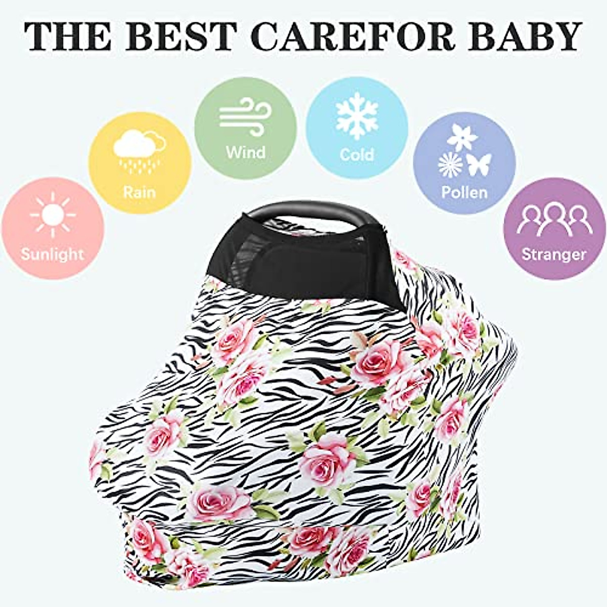 SYNPOS Nursing Covers for Breastfeeding, 360° Full Privacy Breastfeeding Cover, Multi-Purpose Baby Car Seat Cover, Shopping Cart Cover, Stroller Cover, Soft Nursing Apron for Breastfeeding