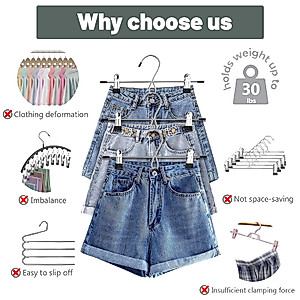 Lumigens Skirt & Pants Hangers with Clips,Stackable Space Saving Hangers,Hanging Closet Organizer and Storage,8PCS