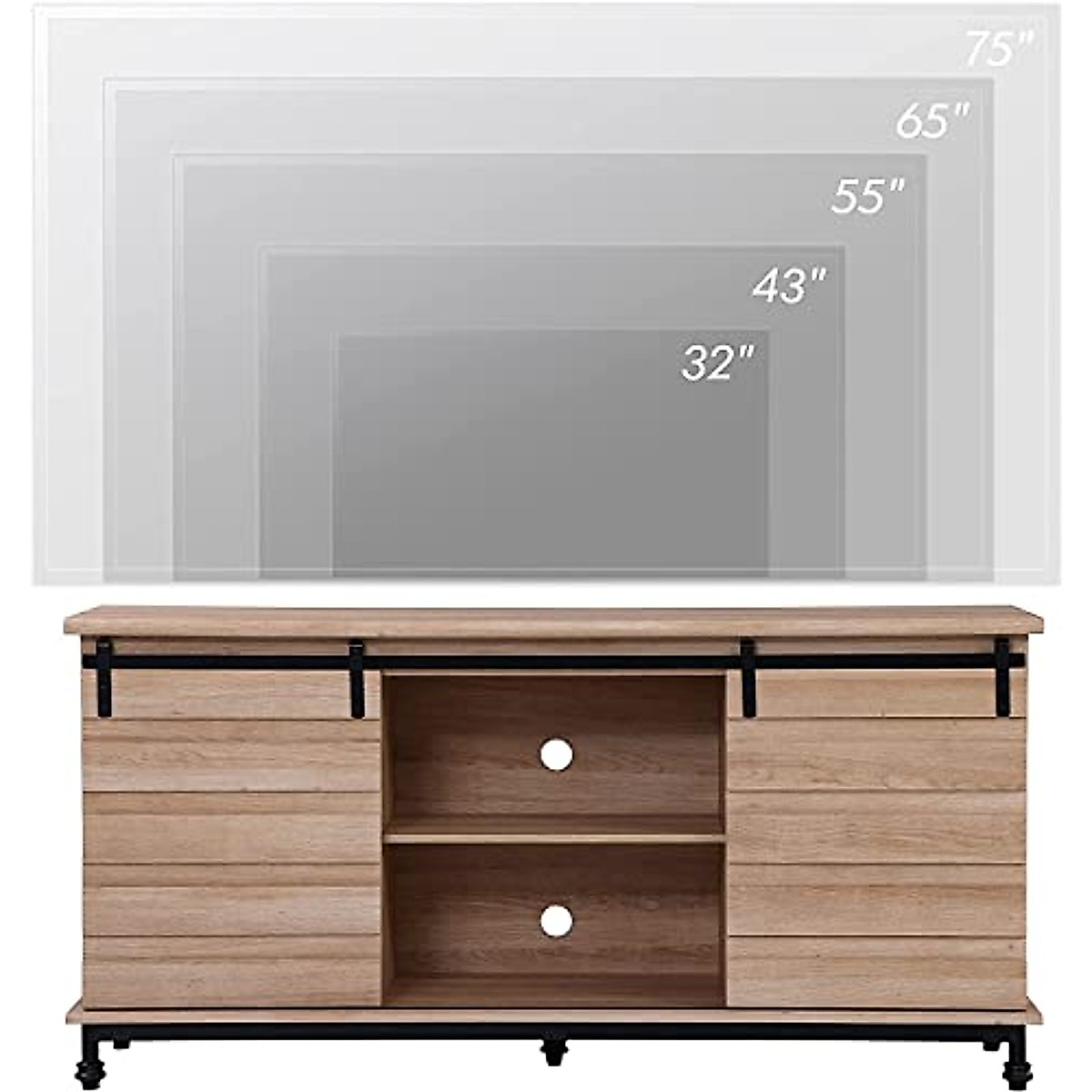 WAMPAT Mid-Century Modern TV Stands for TV up to 65 inches, Wood Storage Cabinet TV Console Table, Retro Media Entertainment Center for Living Room, Rustic Walnut