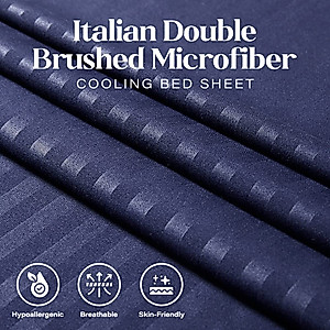 Elaine Karen Full Sheet Set - 4-Piece Striped Full Size Bed Sheets - Soft & Cooling Deep Pocket Full Bed Sheet Set - Wrinkle-Free Microfiber Bedding with 1 Fitted Sheet, 1 Flat Sheet, 2 Pillowcases