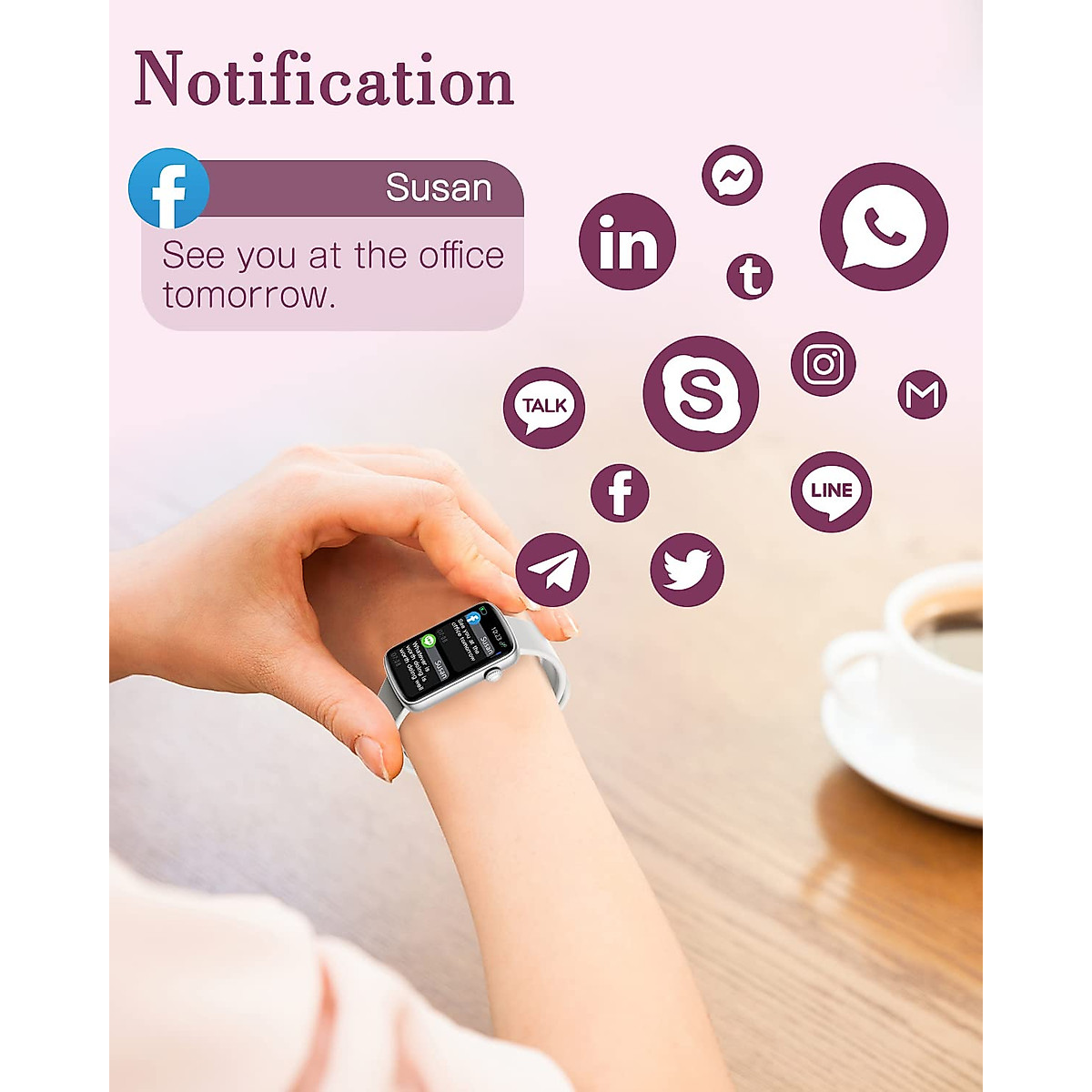 SHANG WING Smart Watches for Women Compatible with iPhone Android Phones, LYNN2 Women's Watch Fitness Tracker Watch Reloj para Mujer with Heart Rate Monitor Pedometer Sleep Tracker Waterproof Gray