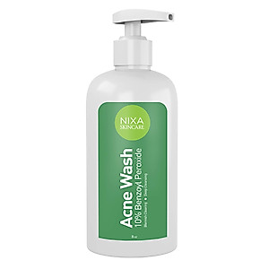 Nixa Skincare 10% Benzoyl Peroxide Wash - Acne Treatment, Face and Body Cleanser for Teens and Adults - Unclog Pores, Reduce Sebum, Works on Contact - Non-Irritating Non-Oily Cleansing Formula - 8oz.