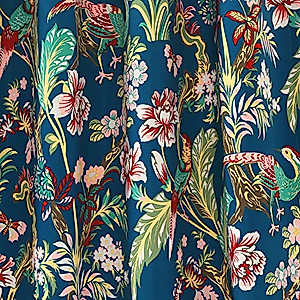 Lush Decor, Navy Curtains Dolores Darkening Window Set for Living, Dining Room, Bedroom, 84" x 52", 84 in x 52 in Panel Pair