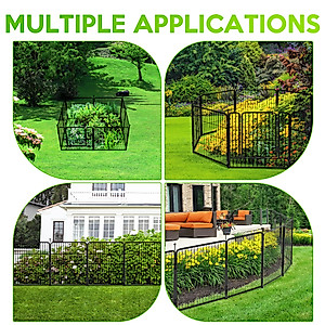 Rengue Garden Fencing, Decorative Garden Metal Fence, 18ft(L)×32in(H) Animal Barrier Garden Fence with Gate, Heavy Duty Iron Fencing for Dogs, Outdoor, Yard (8 Panels)