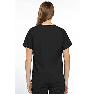 Cherokee womens V Neck medical scrubs shirts, Black, X-Large US