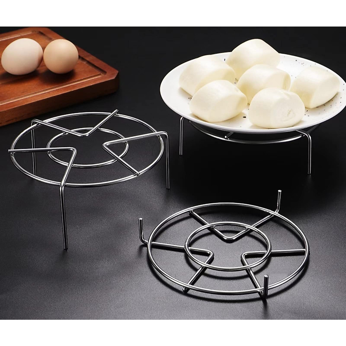 304 Stainless Steel Thickened Wire Rack Steaming Rack Multifunctional Tripod Rice Cooker Steaming Rack Metal Steamer Basket Steamer Insert for Pot (16cm diameter X 5cm height)