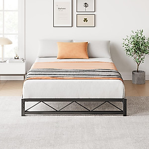 SUNNYFURN 6 Inch Twin Size Metal Bed Frame Heavy Duty Steel Slat Support Metal Platform Bed Frame Sturdy Twin Size Bed Frame No Box Spring Needed Easy Assembly, Noise Free, Suitable for Bedroom Black