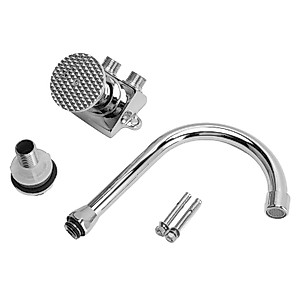 Floor Mount Pedal Valve for Faucet, Food Operated Water Valve with Dounble Water Outlet Water Saving Foot Pedal Water Tap Control Switch Valve for Public Places, Hands Free & Easy to Install