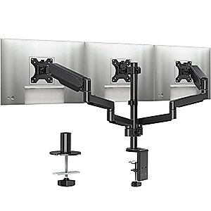 MOUNTUP Triple Monitor Stand Mount - 3 Monitor Desk Mount for Computer Screens Up to 27 inch, Triple Monitor Arm with Gas Spring, Heavy Duty Monitor Stand, Each Arm Holds Up to 17.6 lbs, MU0006