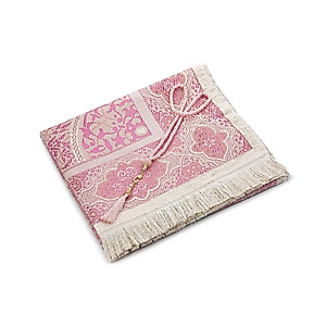 Muslim Prayer Rug with Prayer Beads | Janamaz | Sajadah | Soft Islamic Prayer Rug | Islamic Gifts | Prayer Carpet Mat, Chenille Fabric, Fuchsia