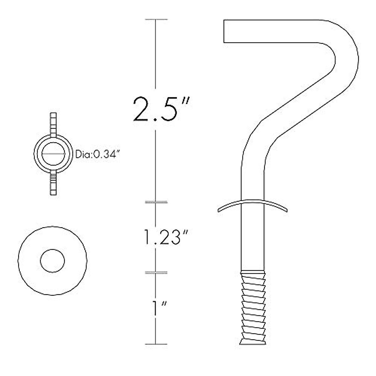 Ugotfeels Zinc Heavy-Duty Hooks Holding Hammock Fit 5/16 Inch Dia. 1-1/2 Inch Long Hole on Hammock Stand - 2 Packs