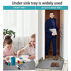 Under Sink Mat, Under the Sink Mat Waterproof, Flexible Waterproof Silicone Under Sink Liner Drip Tray with Drain Hole for Kitchen, Bathroom Cabinets(34" x 22")