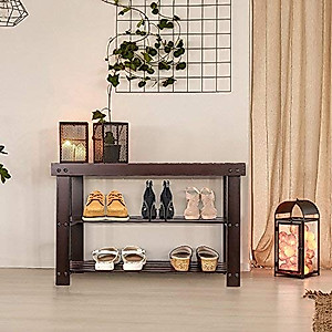 Wonder Comfort Bamboo Rack 3 Tier Shelf Organizer Stand Shoe Shelving Cabinet Bench Holder, Storage Units for Hallway Living Room Bedroom Corridor Sturdy, Brown