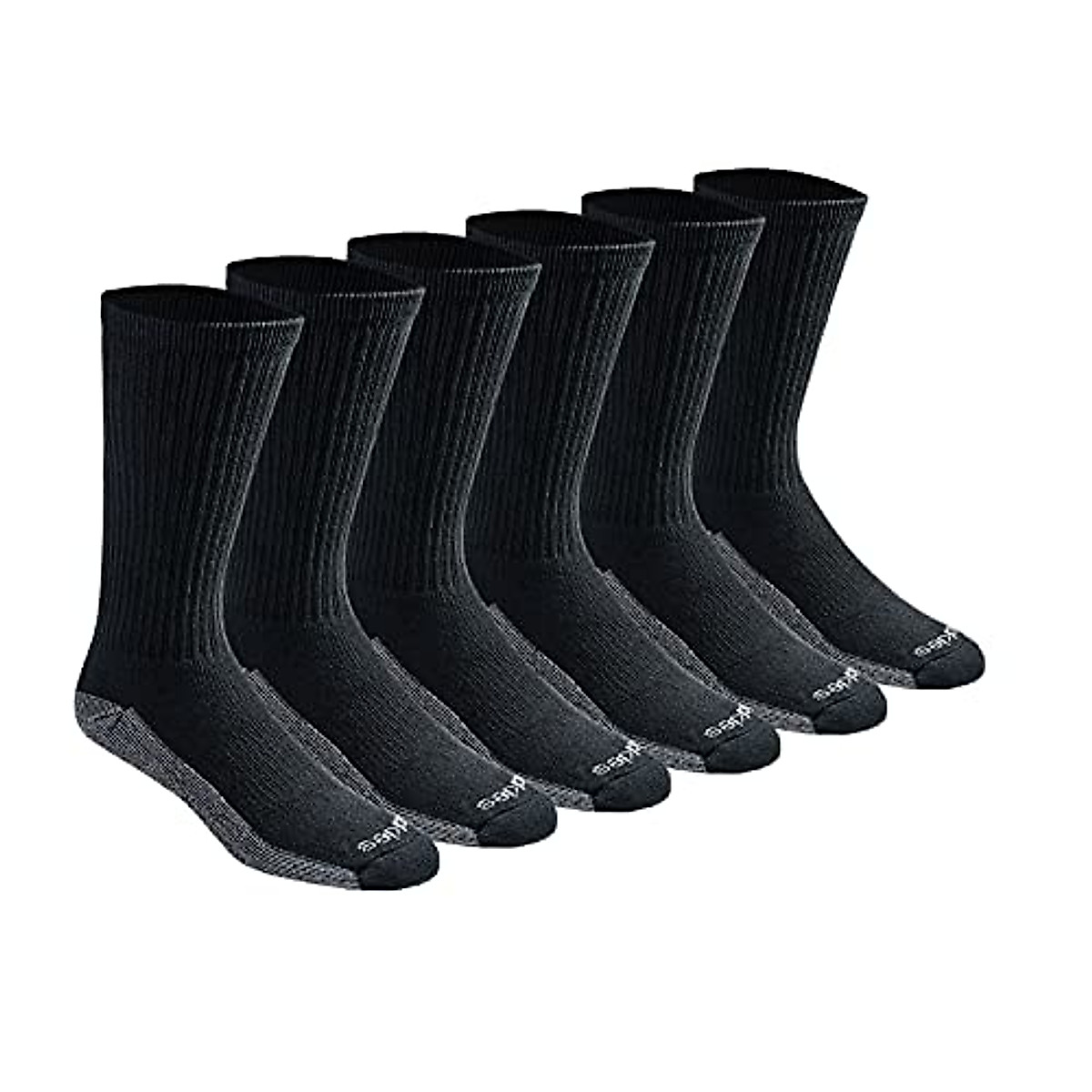 Dickies Men's Dri-tech Moisture Control Crew Socks Multipack, Black (6 Pairs), Shoe Size: 6-12, Pack of 6