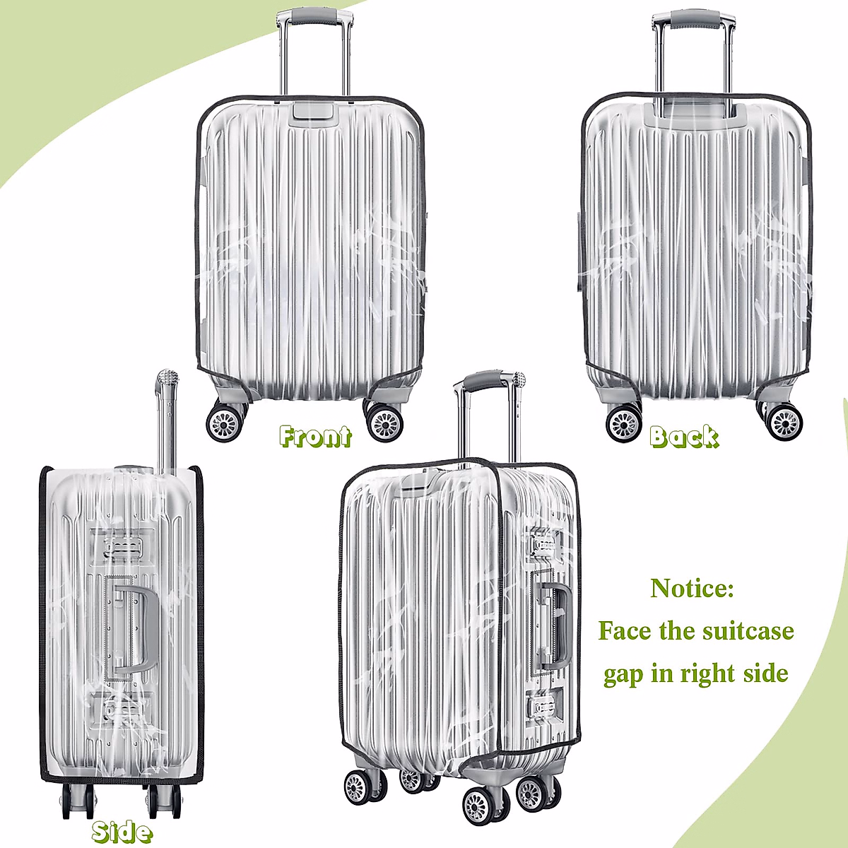 Reginary 8 Pieces Clear Luggage Cover PVC Waterproof Suitcase Cover Protector for Luggage Spinner Wheels Suitcase(20 Inches, 24 Inches, 28 Inches, 30 Inches)