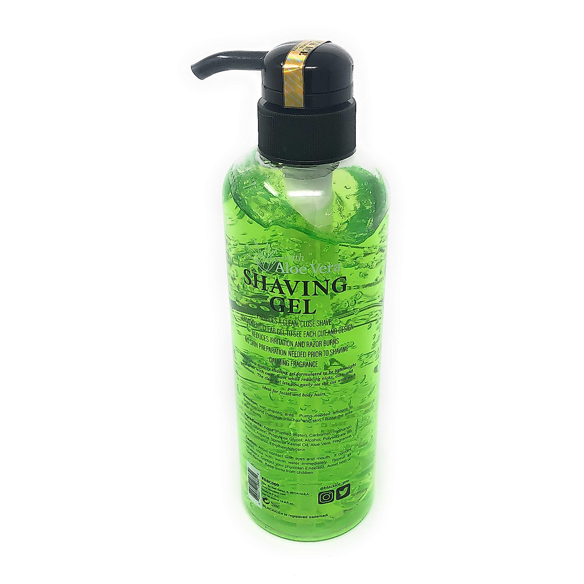 Black Ice Professional Shaving Gel with Aloe Vera 16.9 Fl oz