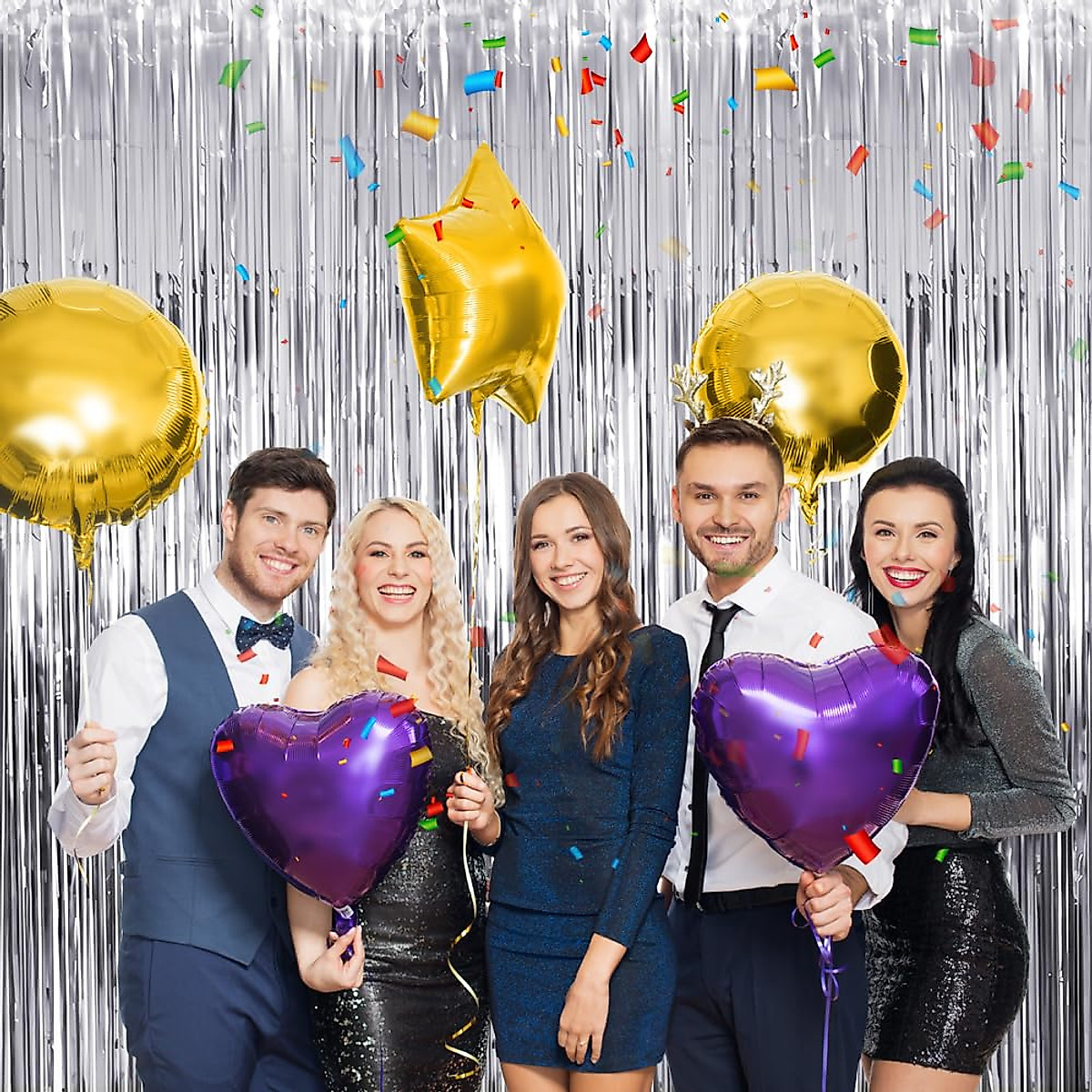 Fringe Curtains Party Decorations, Tinsel Streamers Birthday Party Decorations, Fringe Backdrop for Graduation, Baby Shower, Gender Reveal, Disco Party (2 Pack, Silver)