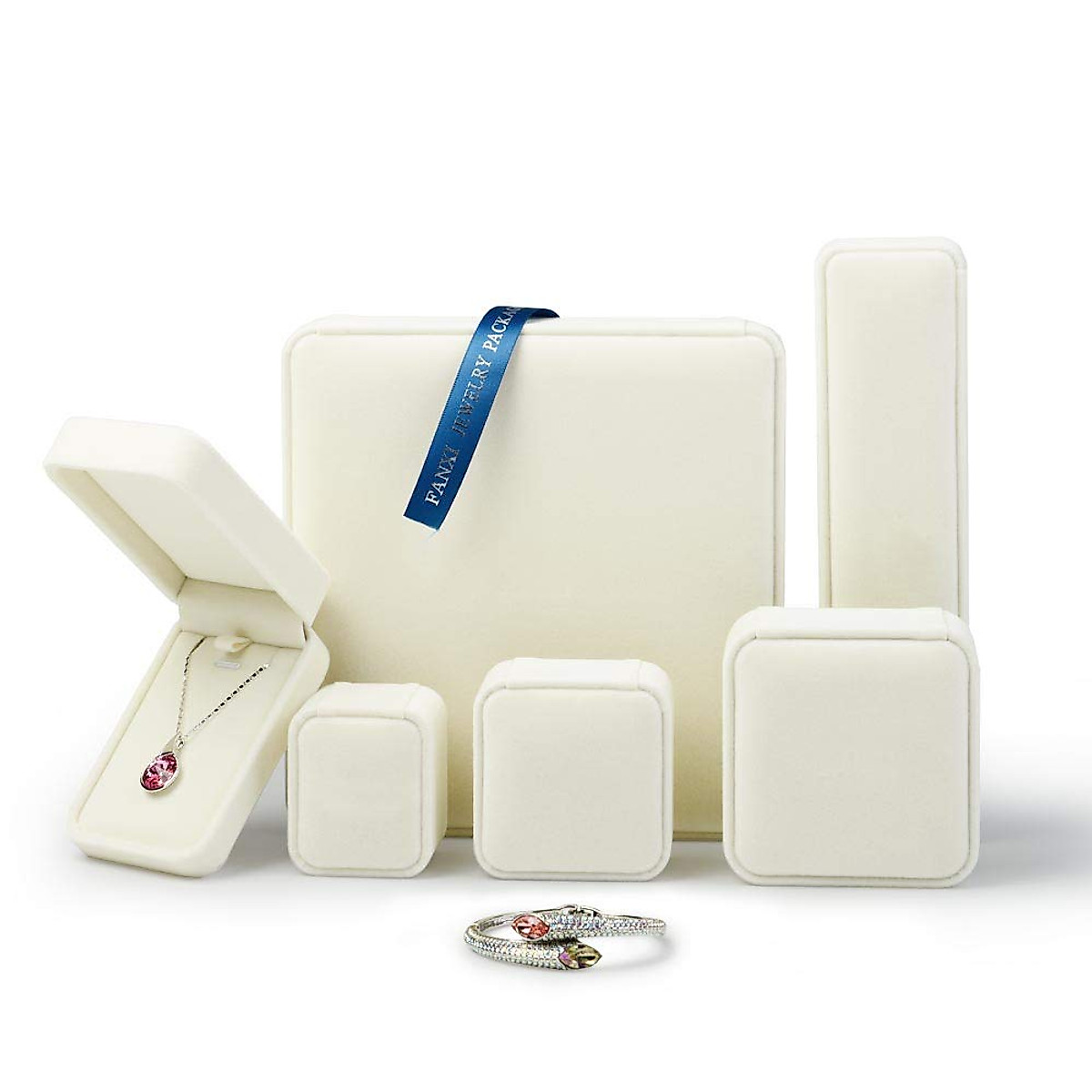 Oirlv Velvet Bracelet Gift Boxes White Bangle Display Jewelry Box