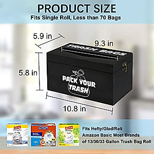 Trash Bag Dispenser Wall Mounted, Wooden Trash Bag Holder, Garbage Bag Dispenser Roll Holder Farmhouse Plastic Bag Roll Holder, Kitchen Trash Can Liner Organizer for Kitchen, Pantry