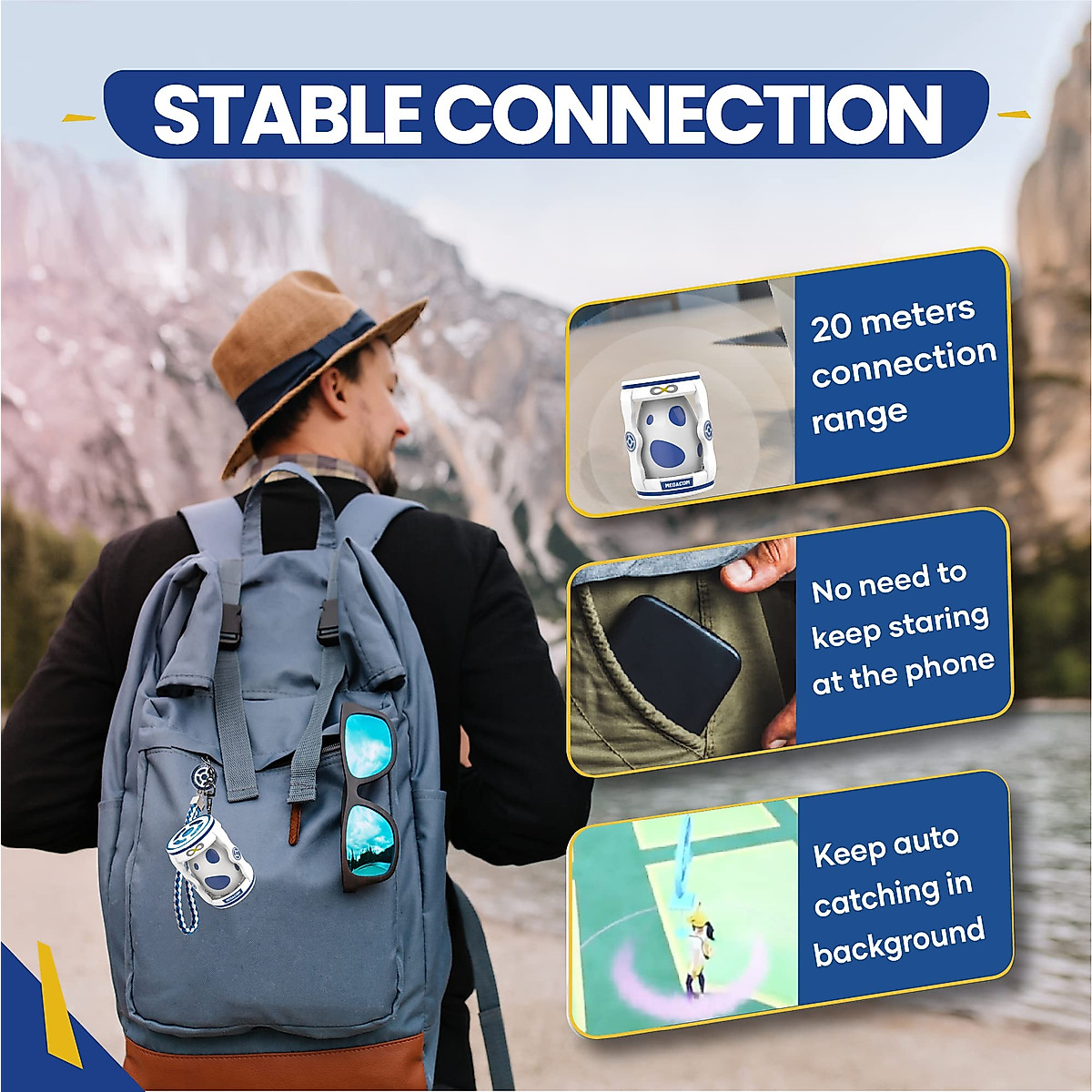 megacom DuoMon Egg 1P/2P Auto Catcher Compatible for Pokemon Go Plus with Auto Catch, Voice Notifications - Faster Wireless for Pocket Monsters Go Game - Long-Lasting Battery, Stable Connection