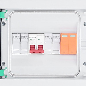 PV Combiner Box, DC500V 2 String Solar PV Combiner Box Waterproof Overload Protection with 15A Fuse for RV