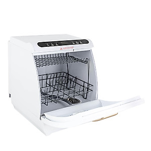 LGODDYS Portable Countertop Dishwasher with 7L Built-in Water Tank 5 Washing Program Compact Dishwasher with Glass Door Touch Screen Control Design Mini Dishwasher for Apartments RVs