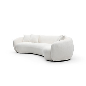 JUSTONE 101" Mid Century Modern Curved Living Room Sofa, 4-Seat Boucle Fabric Couch for Bedroom, Office, Apartment