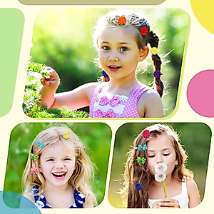 60 Pcs Self Hinge Hair Barrettes for Girls Ball Bubble Hair Accessories 80s 90s Assorted Hair Clips Elastic Ponytail for Baby Toddler (Lovely Style)