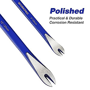 WORKPRO 2-Piece Nail Puller Set, 12” Pry Bar, 8” Mini Crowbar, Cats Paw Nail Remover, Claw Bar, for Kitchen Remodel, Prying Apart Baseboard, Multi-sided Forged Steel Made
