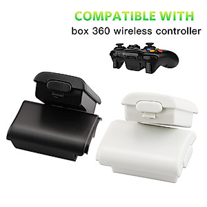Battery Pack Cover for Xbox 360, Replacement Battery Pack Cover Shell Repair Part Compatible with Xbox 360 Wireless Controller(4 Pack, Black, White)