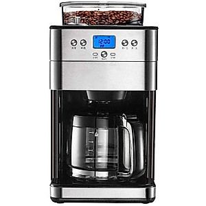 GRCQLWT Coffee Machine, Espresso Machine, Fully Automatic Grinding Beans 1.8L, Drip Filter Coffee Maker Household, Multifunction Can Brew Tea, Silver
