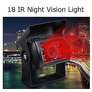 Camecho Vehicle Backup Camera 7" Monitor,18 IR Night Vision Rear View Camera Without Guide Line IP 68 Waterproof, 4 Pins Aviation Extension Cable for 33FT Length RVs, Bus, Trailer,Truck