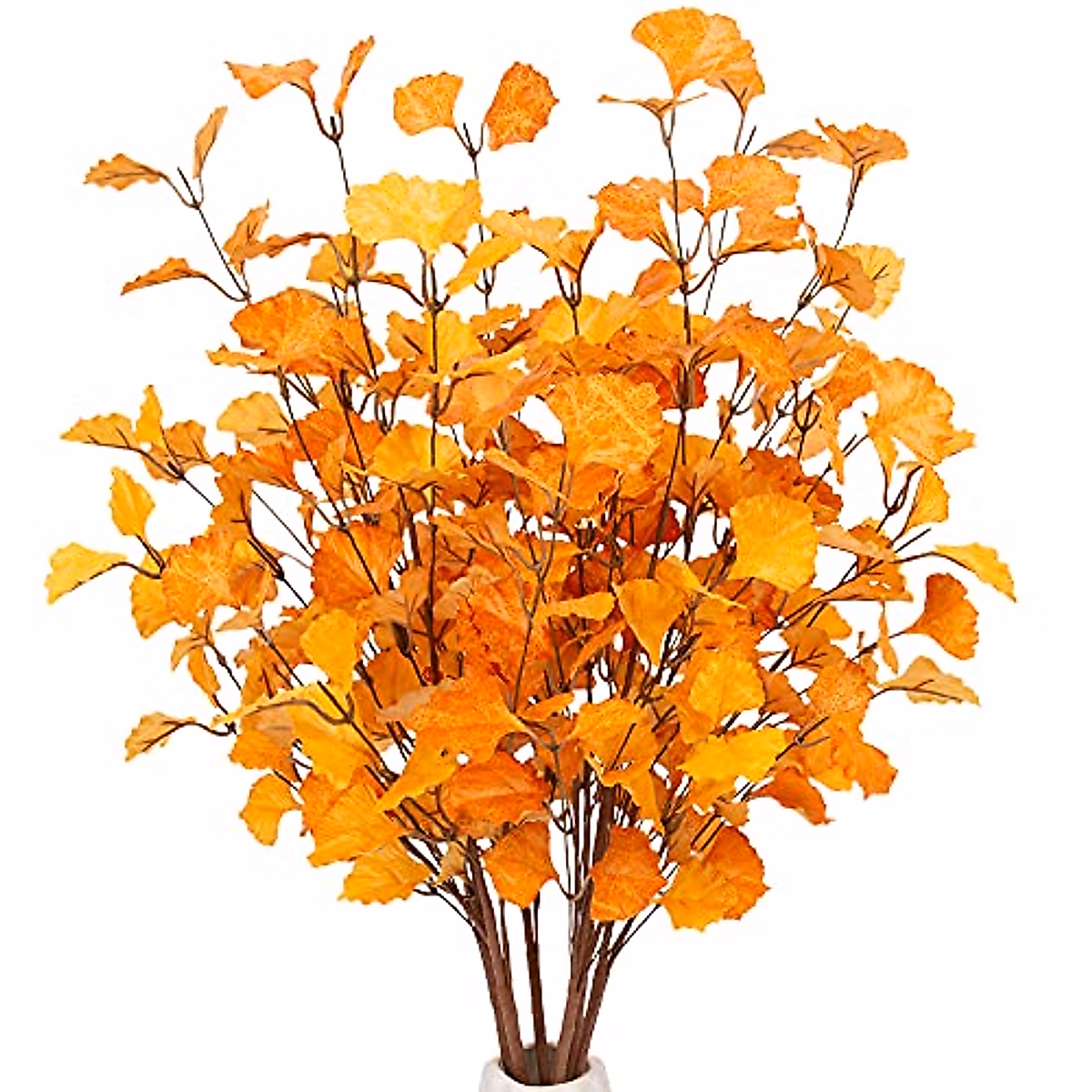 VGIA 6 Pcs Artificial Ginkgo Leaves Stems Fall Leaf Spray Flower Arrangement for Vase Silk Autumn Leaves Stems Fall Decorations for Room Kitchen Office