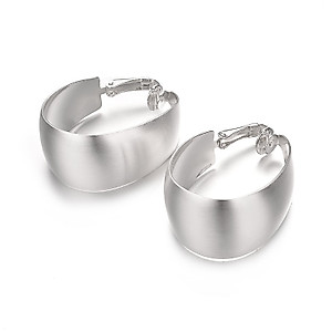 Yoursfs Silver Clip Thick Hoop Earrings For Women Clip On Platinum Plated Non Pierced Ears 35mm Large Earring