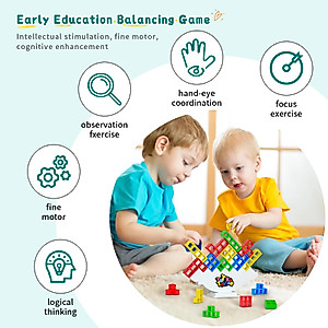 Btolin 48pcs Tetra Tower Balance Stacking Attack Block Game, Tetris Swing Terra Tower, Family Board Games for Kids & Adults, Team Building Parties Travel Toy